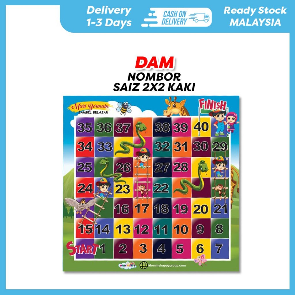 MOMMY HAPPY : Dam nombor saiz 2x2 kaki permainan kanak kanak dan bahan ...