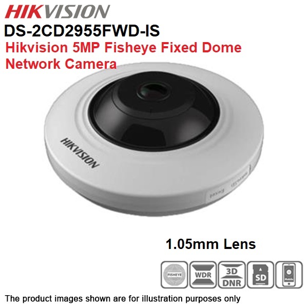 Hikvision DS-2CD2955FWD-IS Hikvision 5MP Fisheye Fixed Dome Network ...