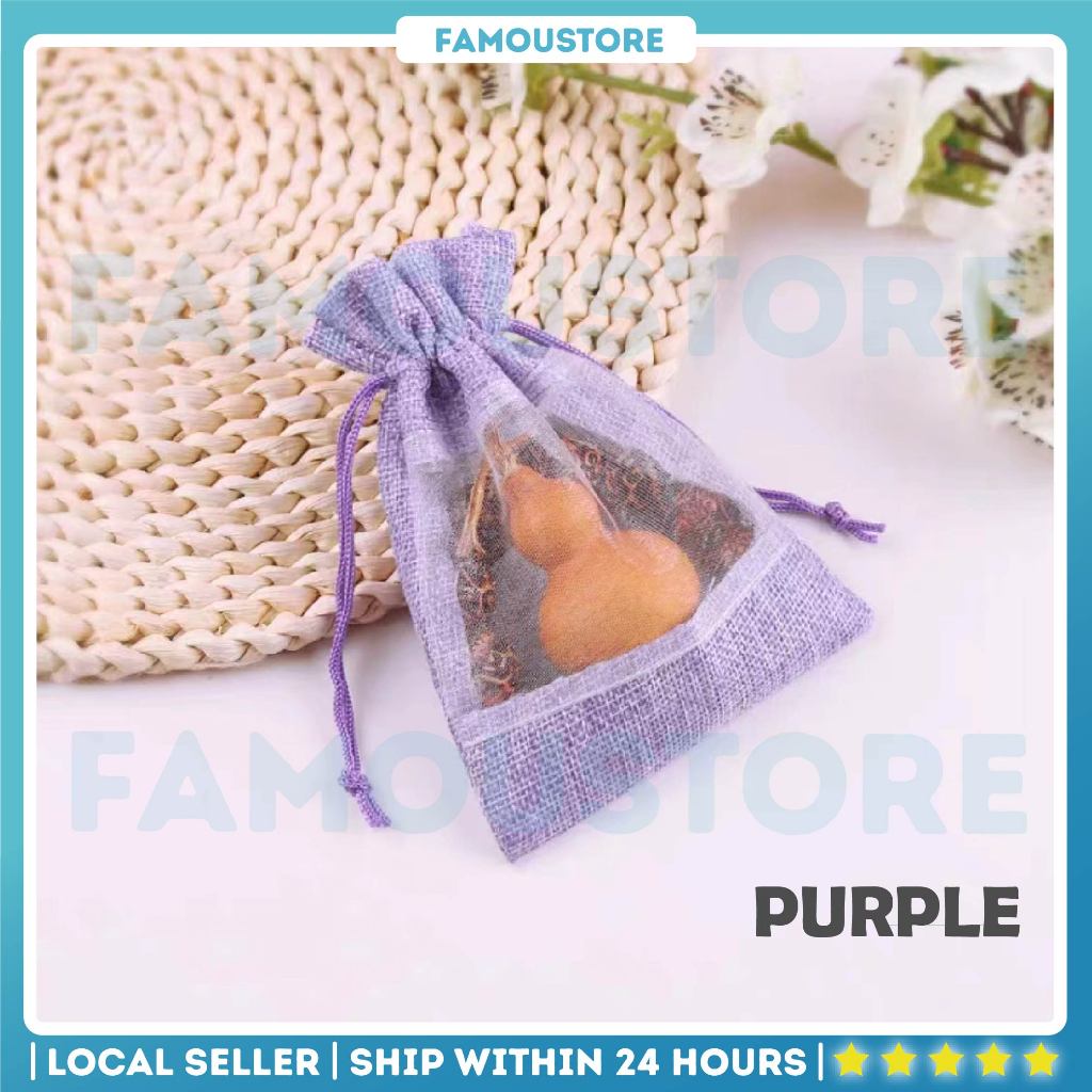 Window Cute Drawstring Bag Pouch Bag Jute Bag Jewellery Bag Linen ...