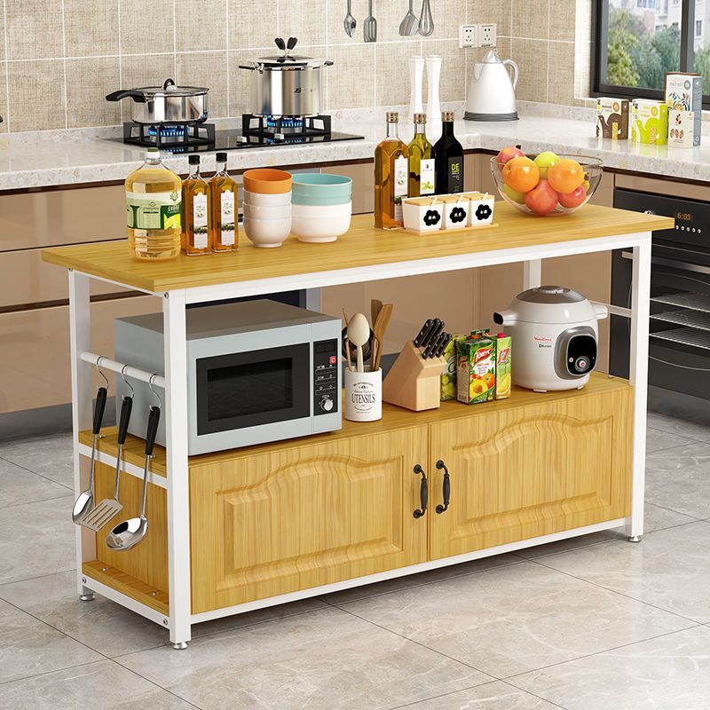 3-Layer Adjustable Kitchen Island Kitchen Rack Wood Shelf Storage High ...