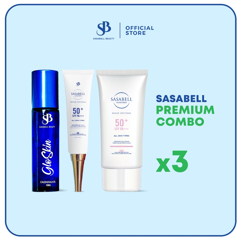 SASABELL- Premium Combo (Gloskin Face Oil + Sunscreen 50ml + Sunscreen ...