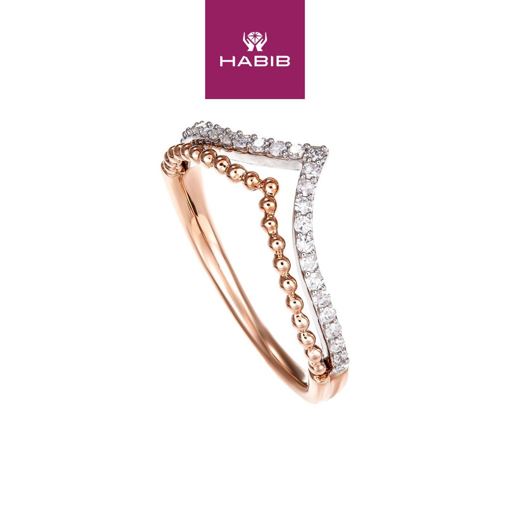 HABIB Double V Diamond Ring in 375/9K Rose and White Gold 260230321(RG ...