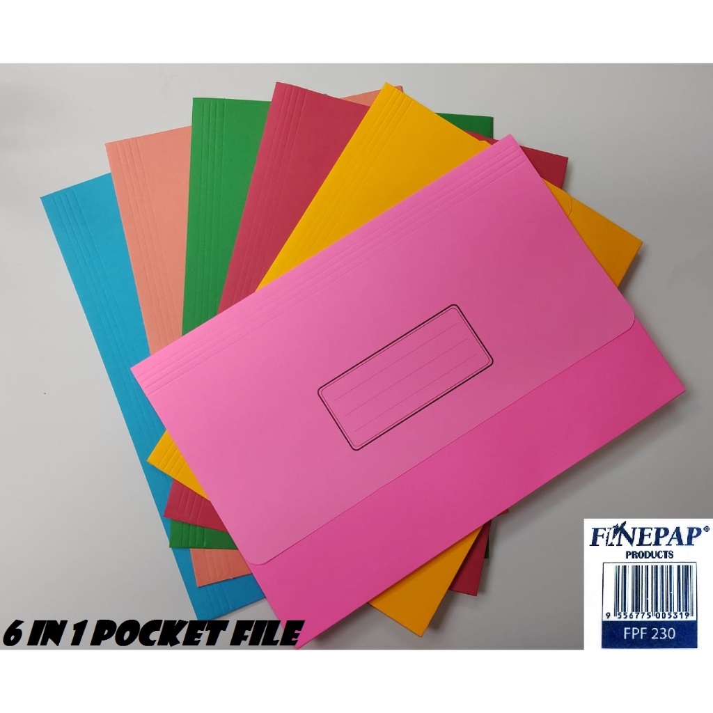 6 IN 1 COLOR POCKET FILE PACK 200GSM 彩色档案收集夹 (FPF230) | Shopee Malaysia