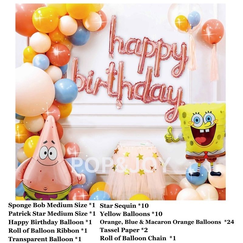 SpongeBob Theme Birthday Balloon Set Party Decoration for Boy&Girl ...
