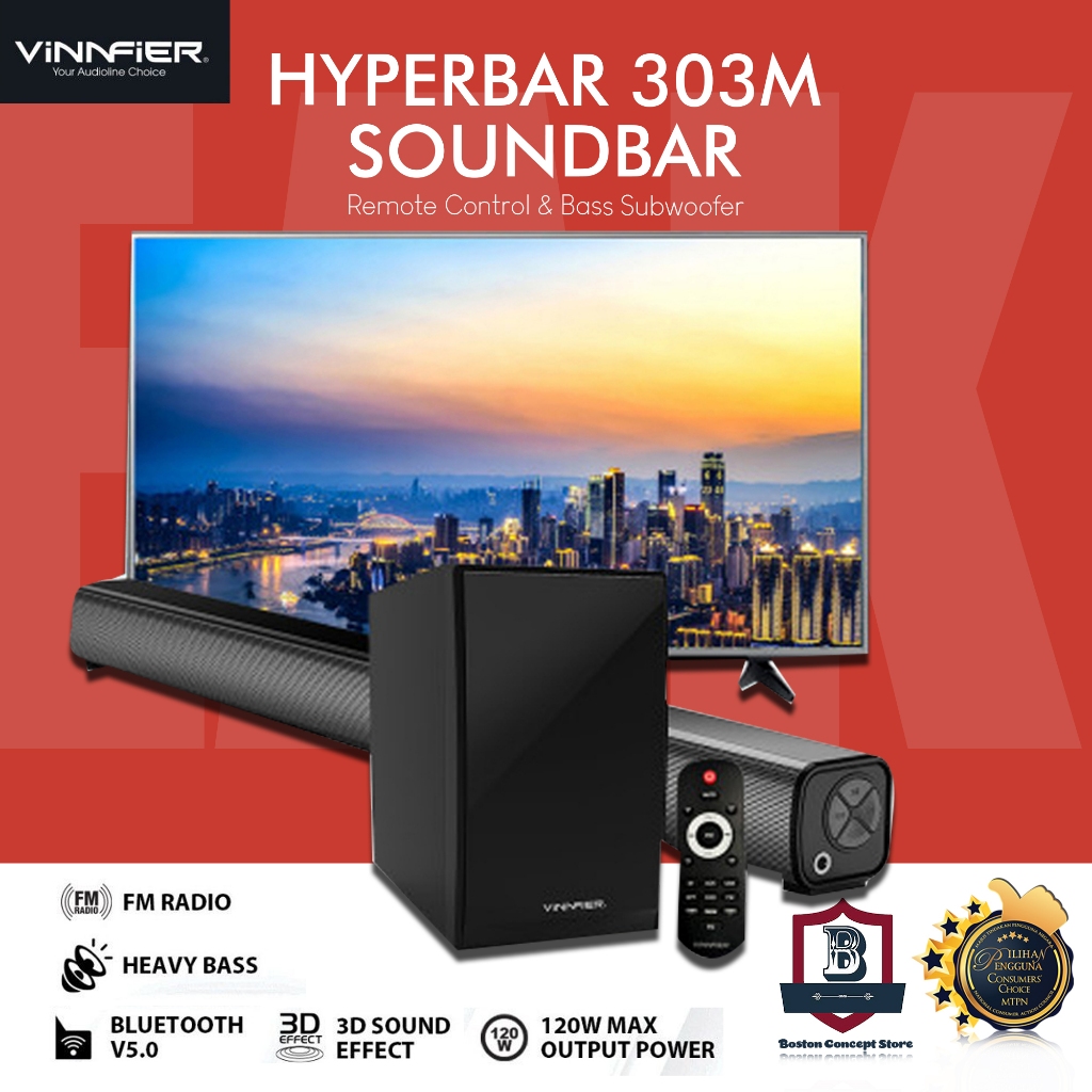 VINNFIER HyperBar 300 | 303 M | 500 | 800 Bluetooth Soundbar Remote ...