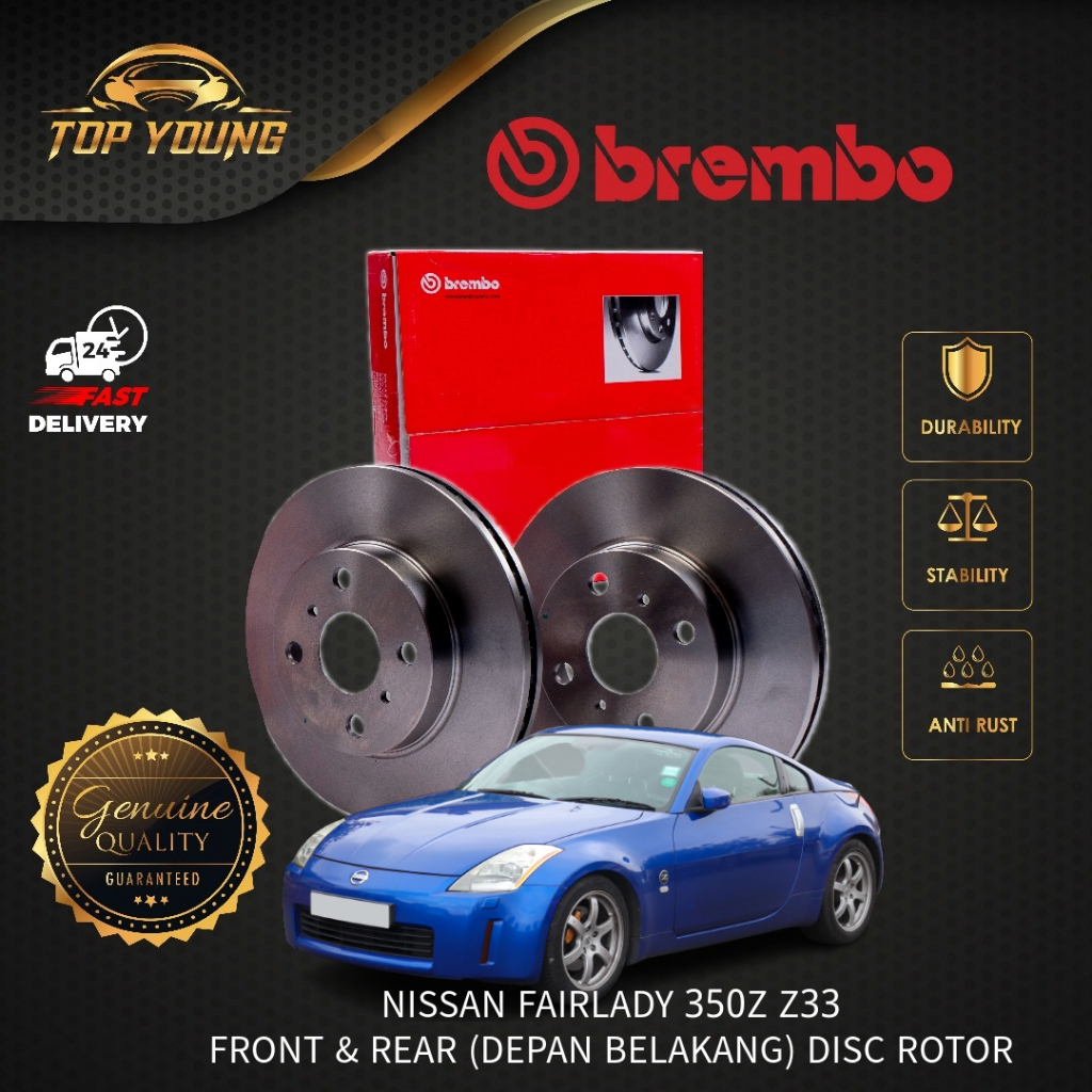 BREMBO NISSAN FAIRLADY 350Z Z33 FRONT & REAR 100% ORIGINAL BREMBO DISC ...