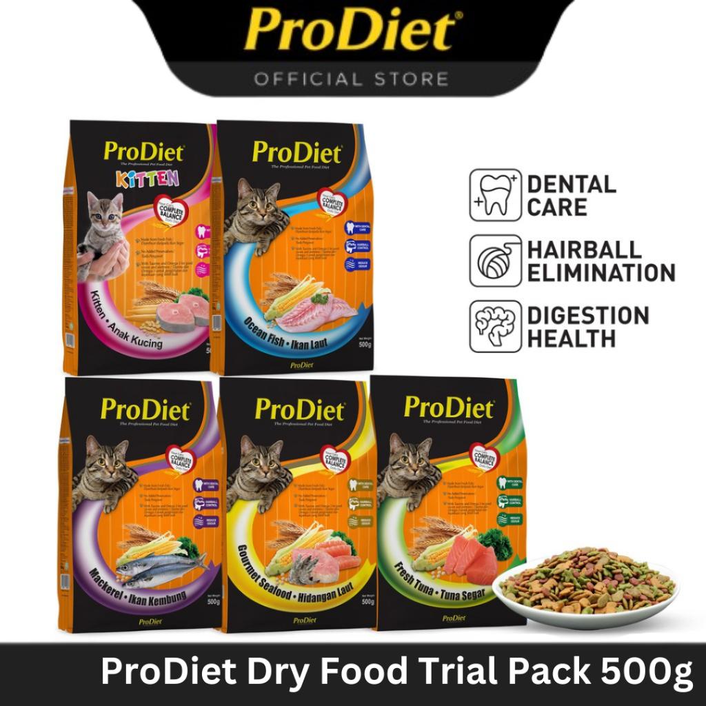 ProDiet Dry Cat Food Trial Pack - Kitten/Mackerel/Ocean Fish (500g ...