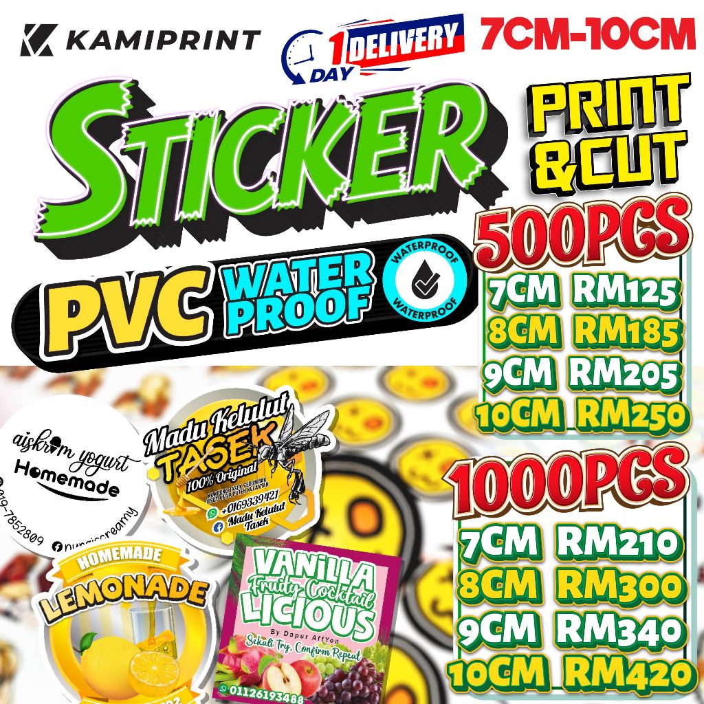 [500 & 1000 PCS] LARGE SIZE PVC STICKER PRODUCT / STICKER LABEL MURAH ...