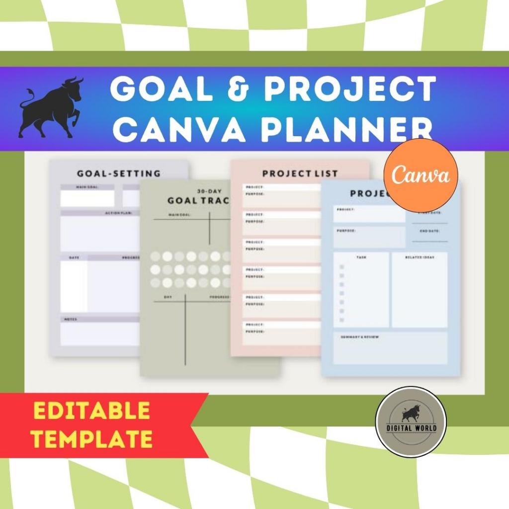 Project & Goal Planner Template | Canva Template | Editable Canva ...