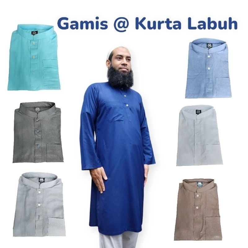Kurta Labuh Gamis BerKolar Bawah Lulut Kain Osaka Cotton | Shopee Malaysia