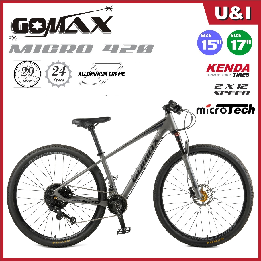 Gomax 29" Micro 420 Mountain Bike 2x12 Air Fork Hydraulic Brake Bicycle Ready Stock 2908 ...