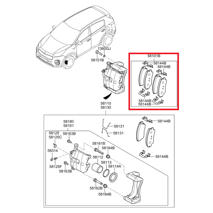 FRONT BRAKE PAD SET (GENUINE PARTS) HYUNDAI TUCSON TL / ELANTRA AD ...