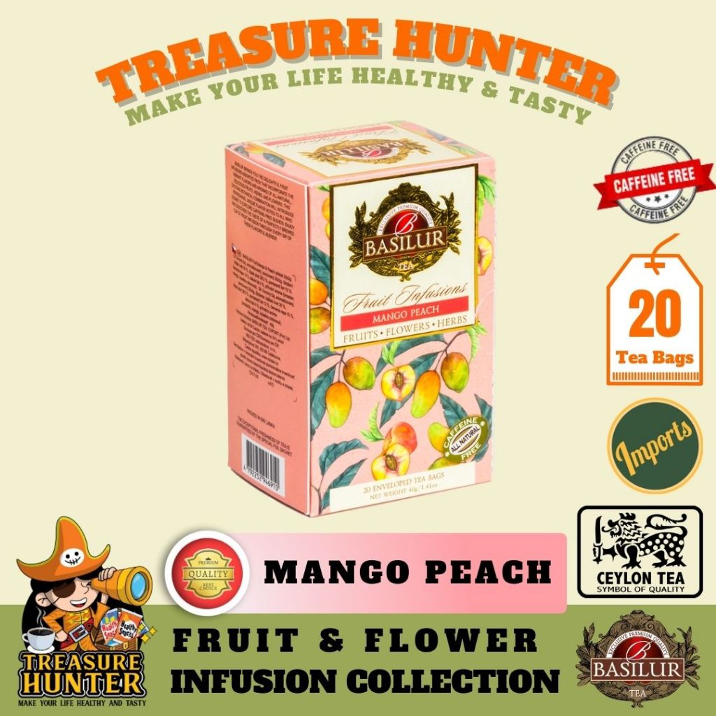 Basilur Fruit Infusion Mango Peach Caffeine Free 20E Individual Foil ...