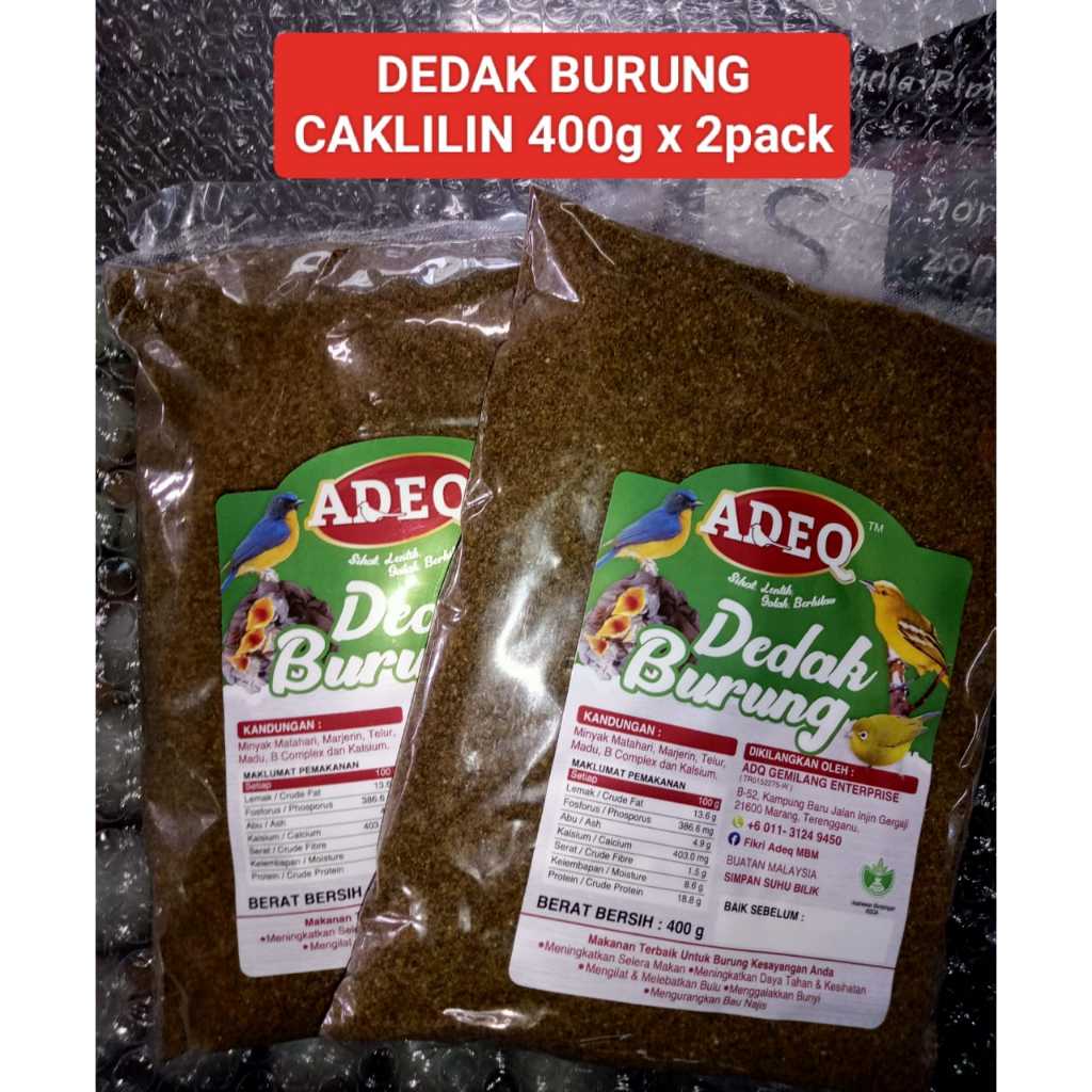 (DEDAK CAKLILIN 400G X 2PACK)Dedak BURUNG mata puteh,caklilin,makanan ...
