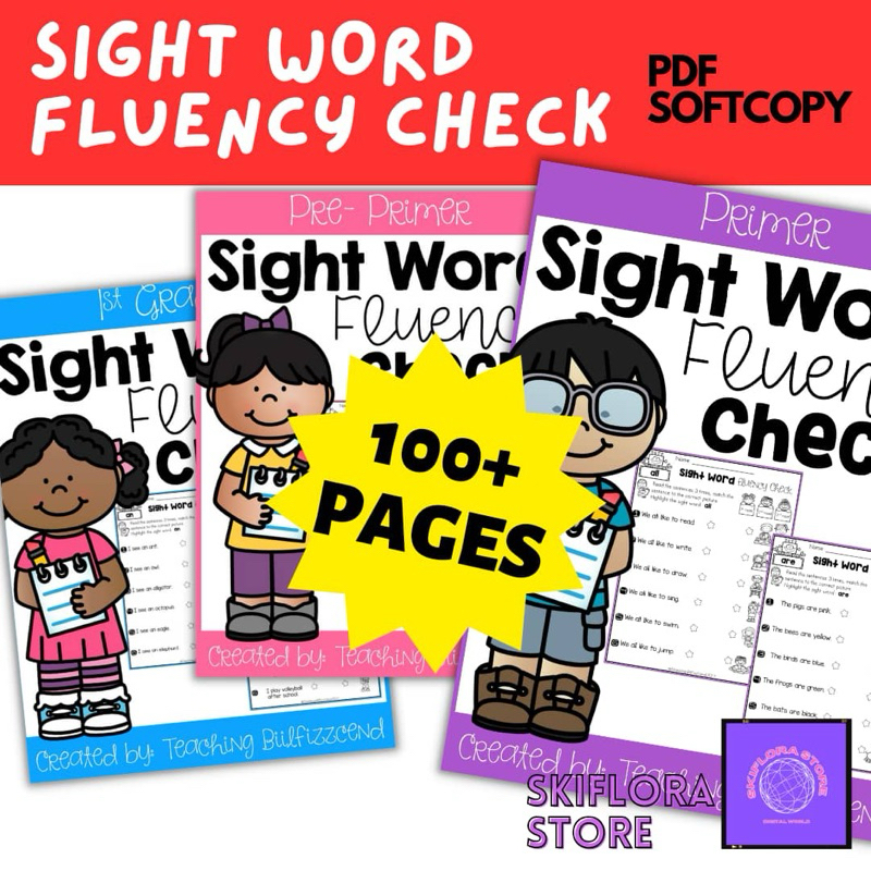 [SS223] Sight Word Practice Fluency Check Pre Primer Primer and Grade 1 ...
