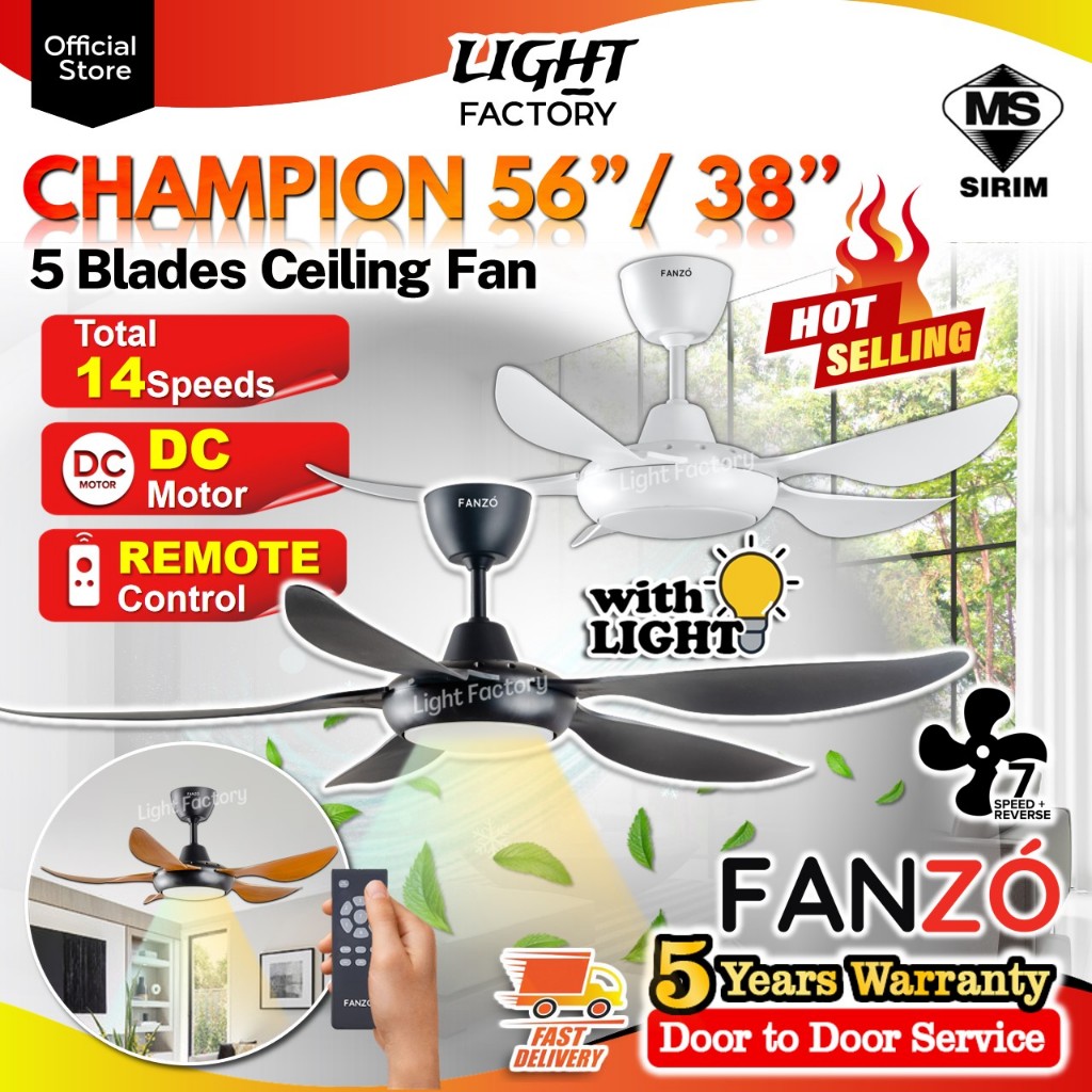 FANZÓ CHAMPION BABY 38" Baby Fan | FANZO CHAMPION LED 56" 5 Blades DC ...