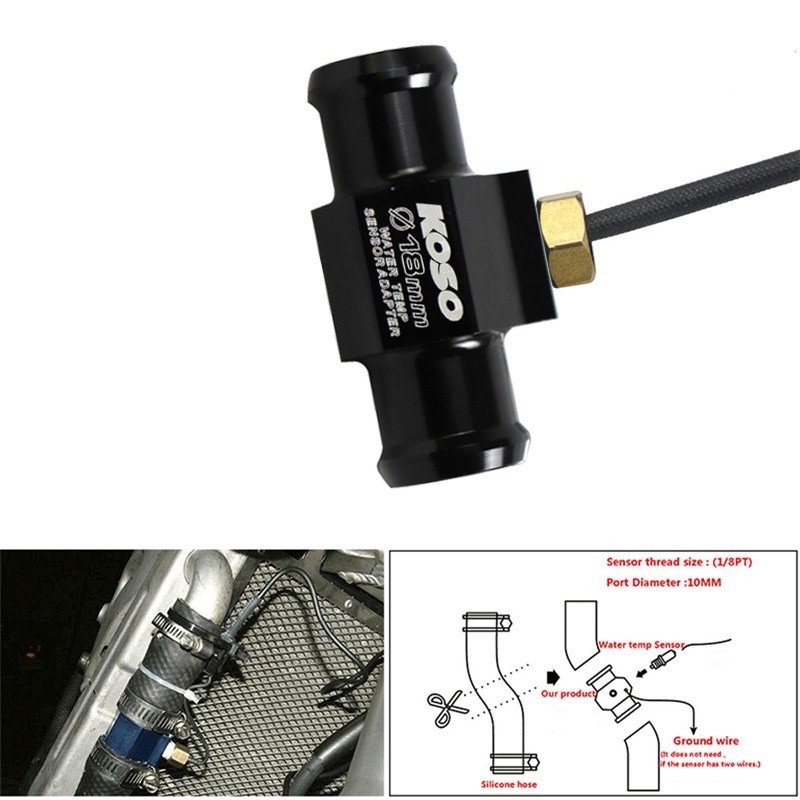 CNC KOSO WATER TEMPERATURE SENSOR JOINT PIPE ADAPTER 18MM BLACK FOR ...