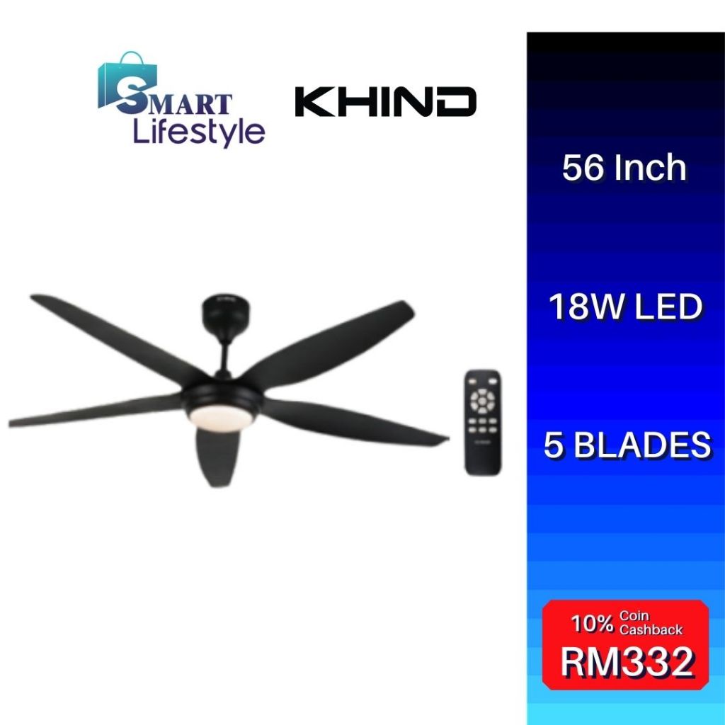 Khind Ceiling Fan 56” DC Motor With LED Light CF56DC6RL | Shopee Malaysia