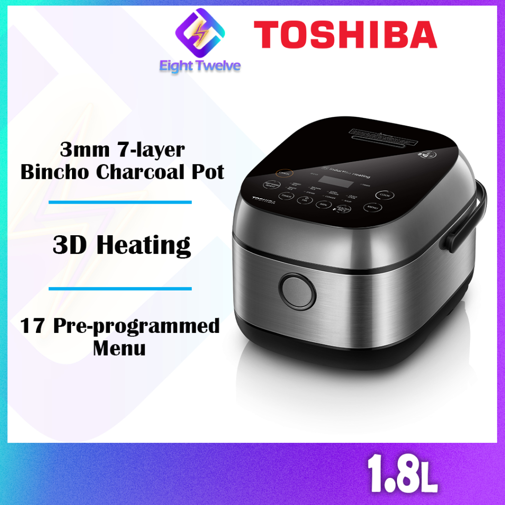 Toshiba 1.0L / 1.8L IH Low Sugar Digital Rice Cooker | 3D Heating | Pre-programmed Menu | RC ...