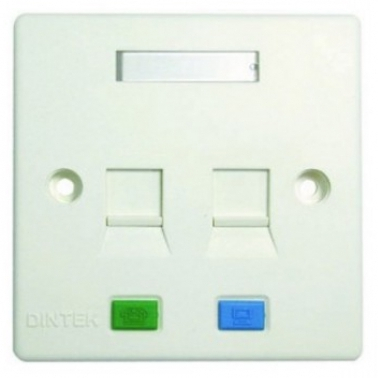 DINTEK 2-PORT RJ45 WITH SHUTTER FACE PLATE (1303-12010) | Shopee Malaysia