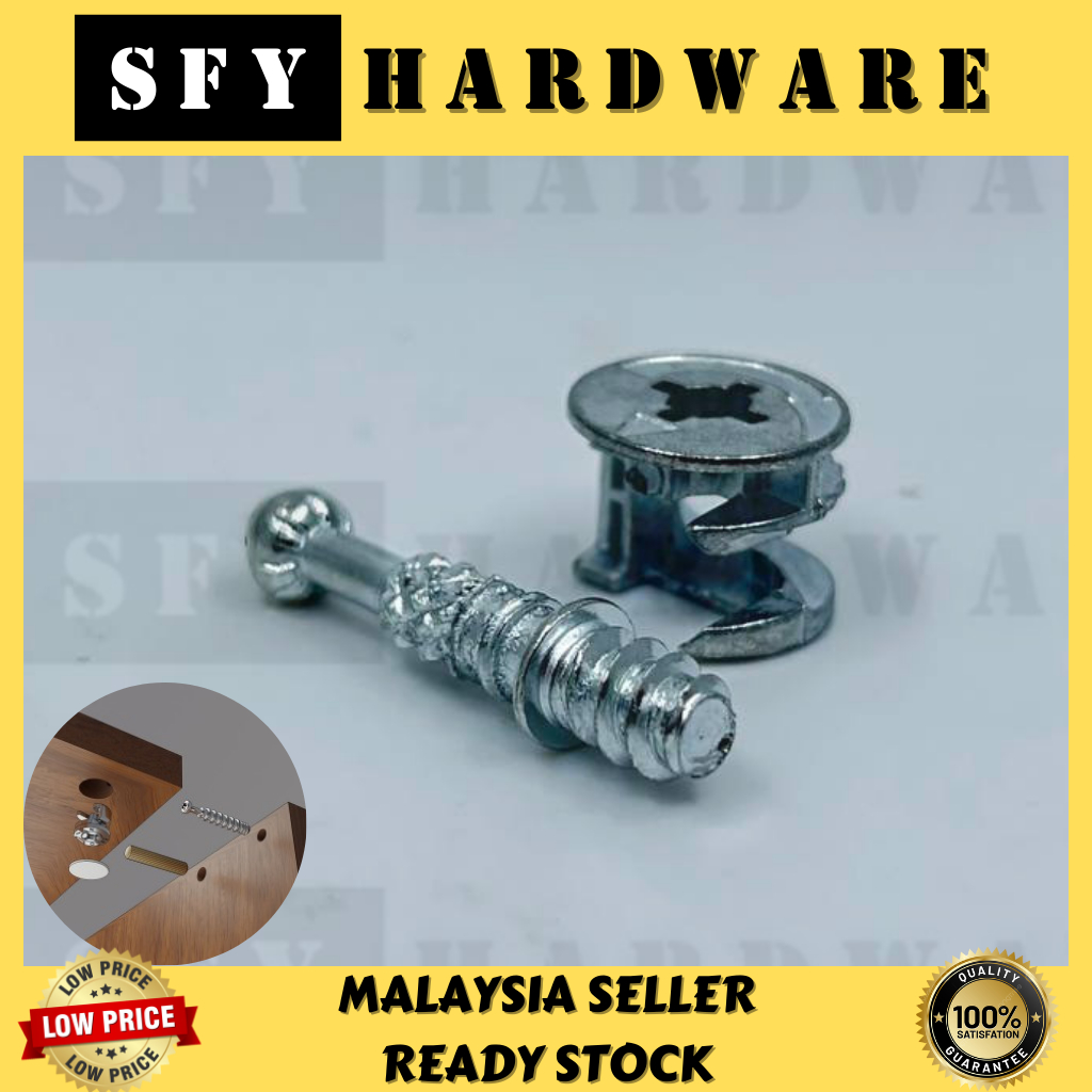 MINIFIX BOLT/HOUSING (METAL) FOR LOCK FITTING FURNITURE WARDROBE STUDY TABLE DISPLAY CABINET ...