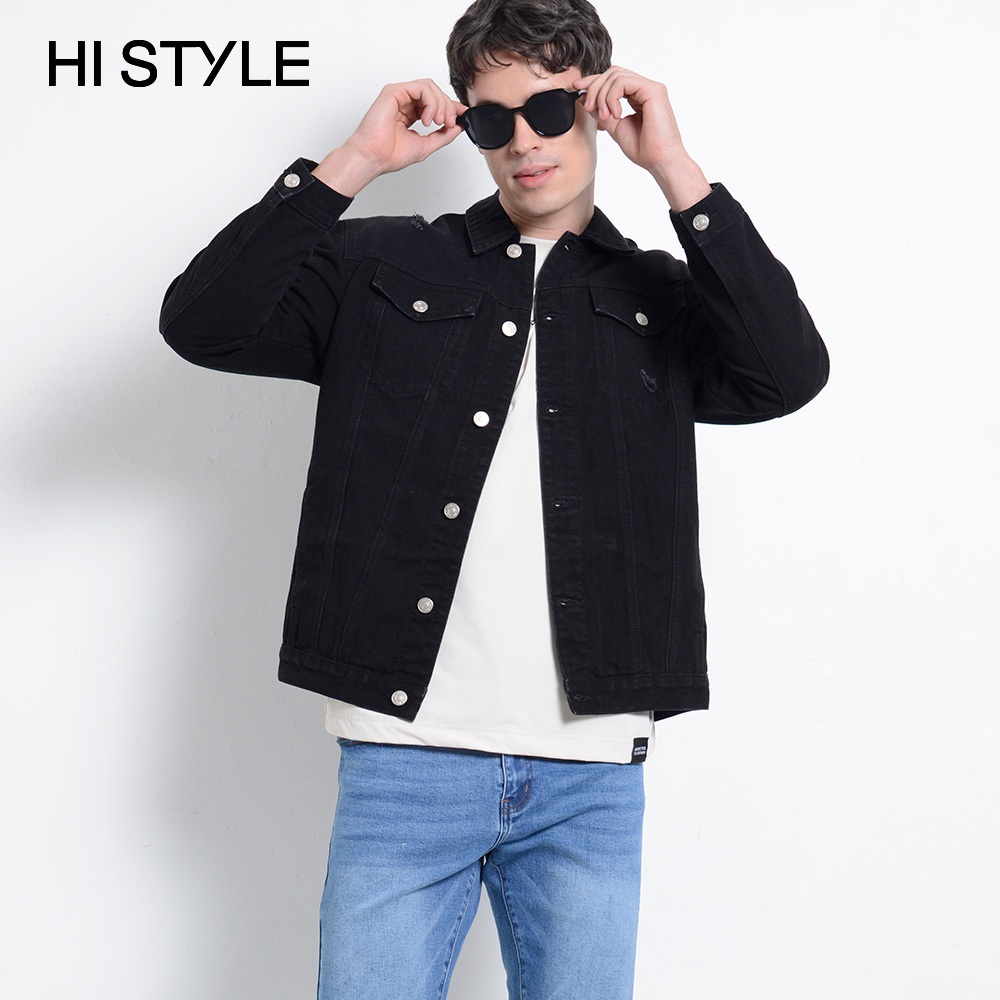 HI STYLE Men Denim Jacket - Black - HSI310119 / Jaket Jeans Lelaki ...