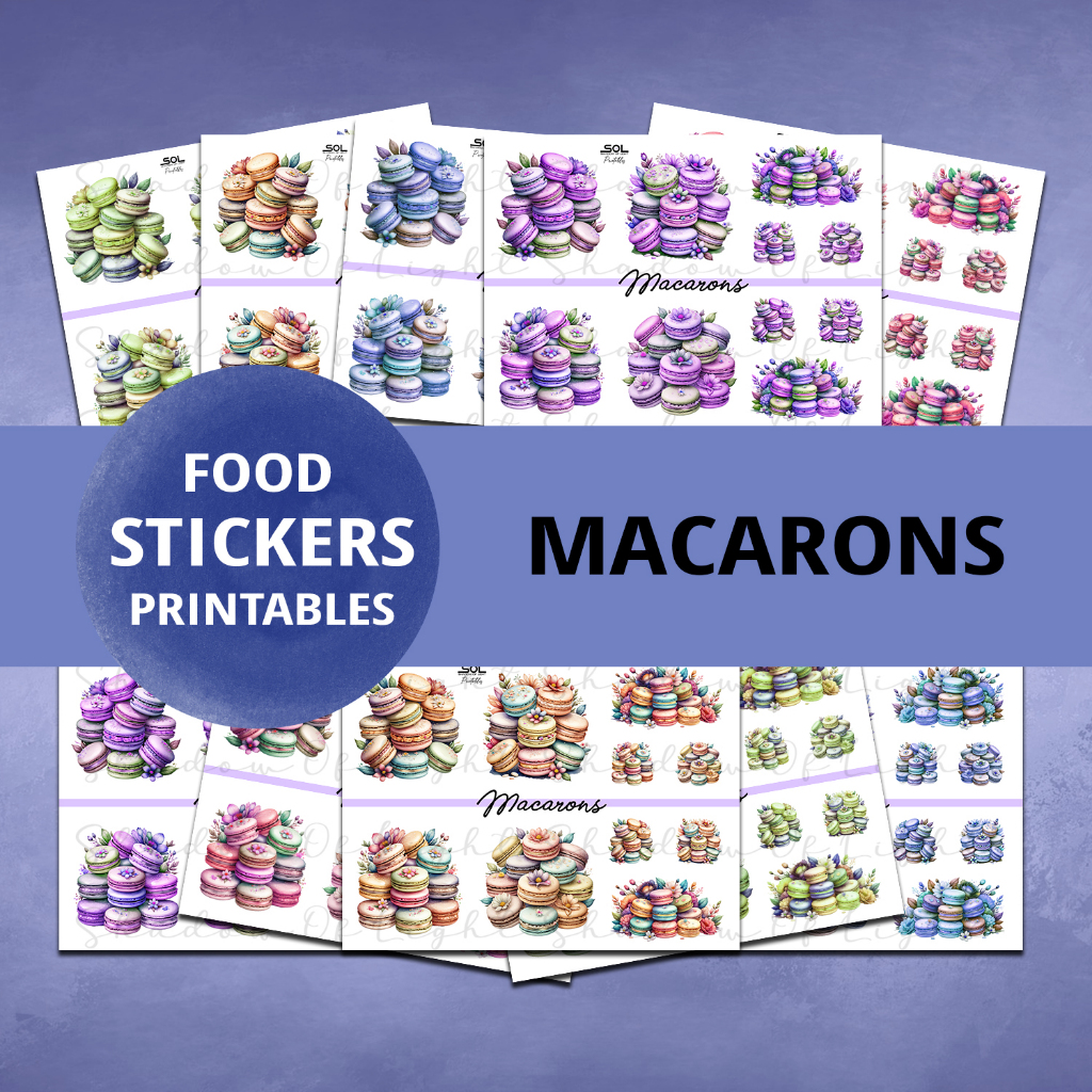 Macarons Stickers | Printable Watercolor Washi Stickers | PDF file ...