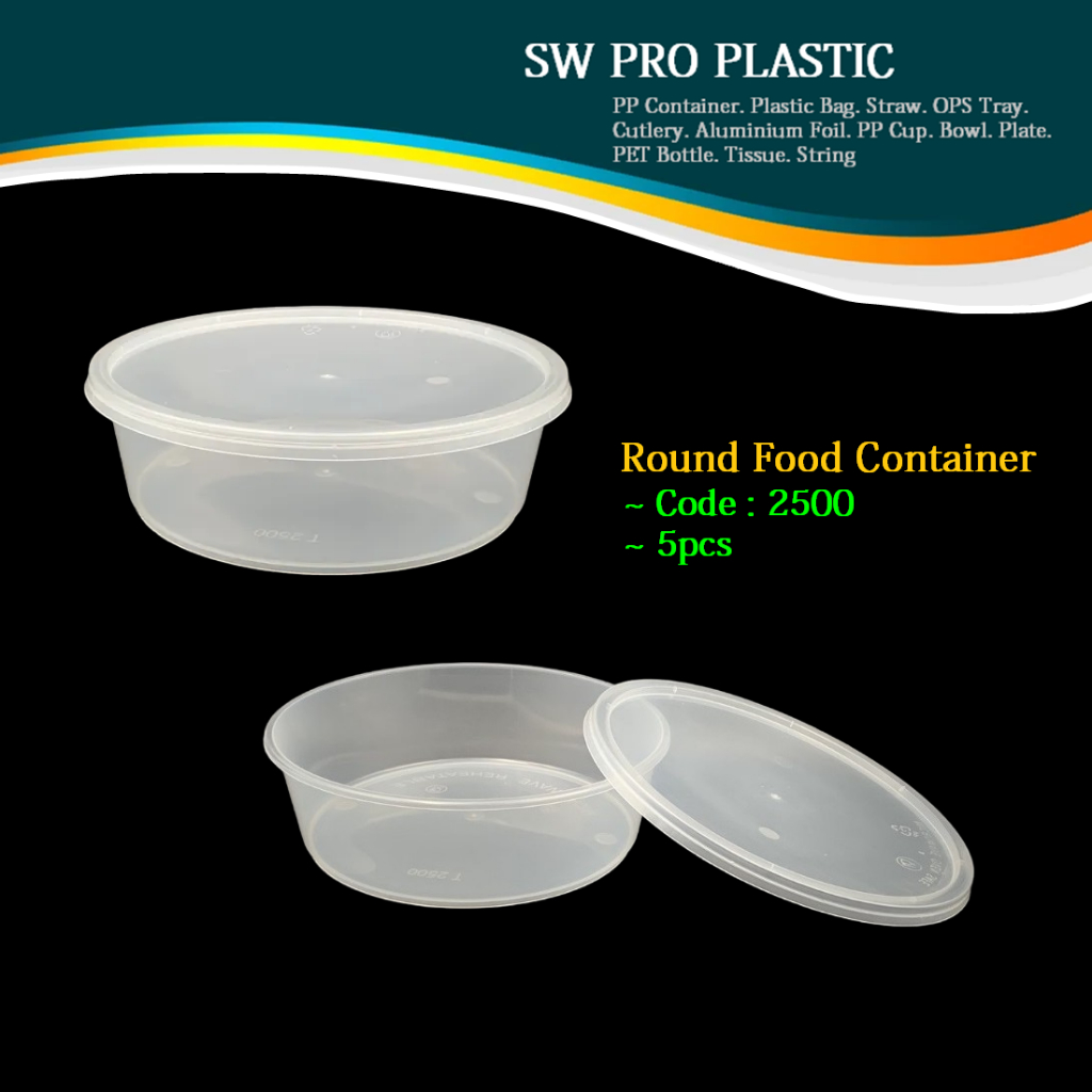 R2500 Round Microwave Food Container with Lid /Tupperware Plastik Bulat ...