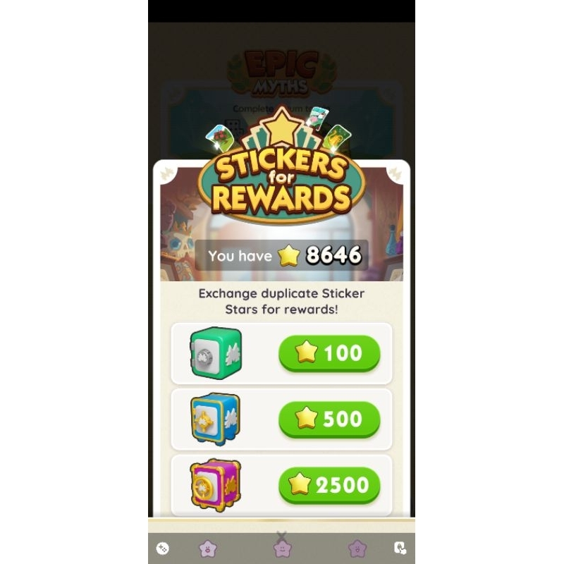 Monopoly GO Exchange duplicate Sticker Stars for rewards!Stars🌟 100 ...