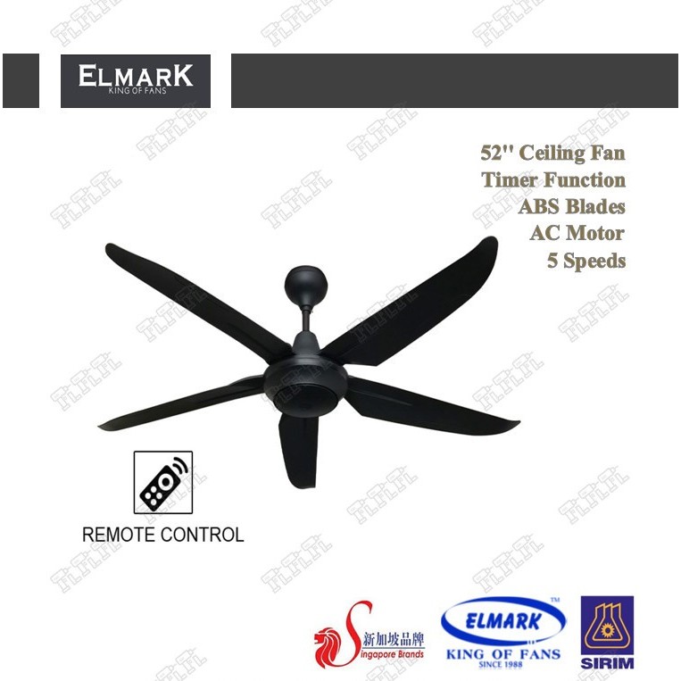 Elmark VIFAST 52" AC Motor Remote Control 5-Speeds Ceiling Fan With ABS ...