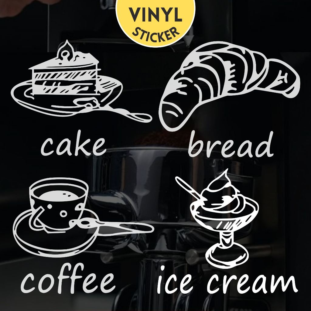 Coffee / Cake / Bread / Ice Cream - Coffee Shop Series Vinyl Sticker ...