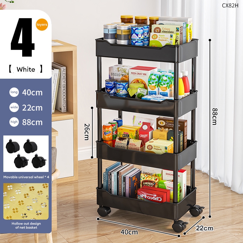 3 4 Tier Trolley Rack Kitchen Rack Organizer Storage Trolly Plastic ...
