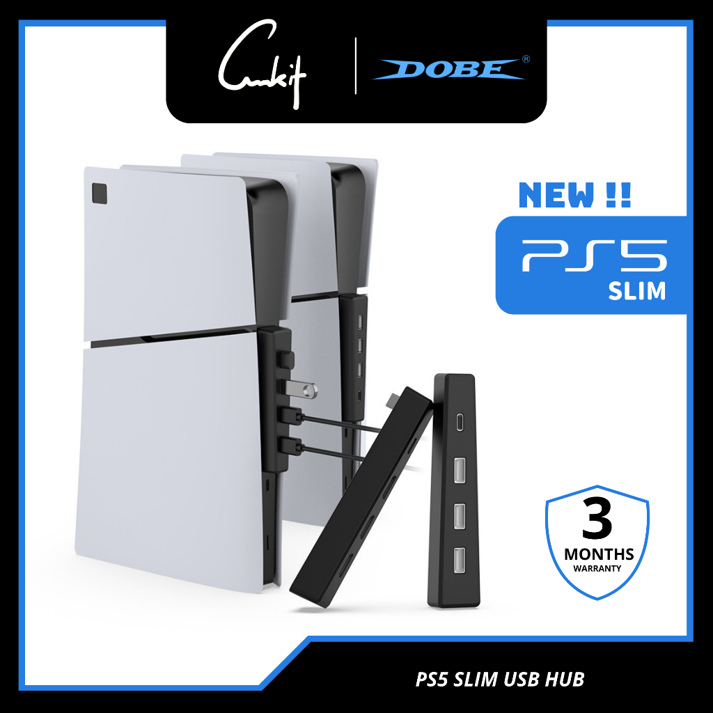 2025 SALE 】 DOBE PS5 SLIM USB HUB With Type C & USB input Extension Hub ...