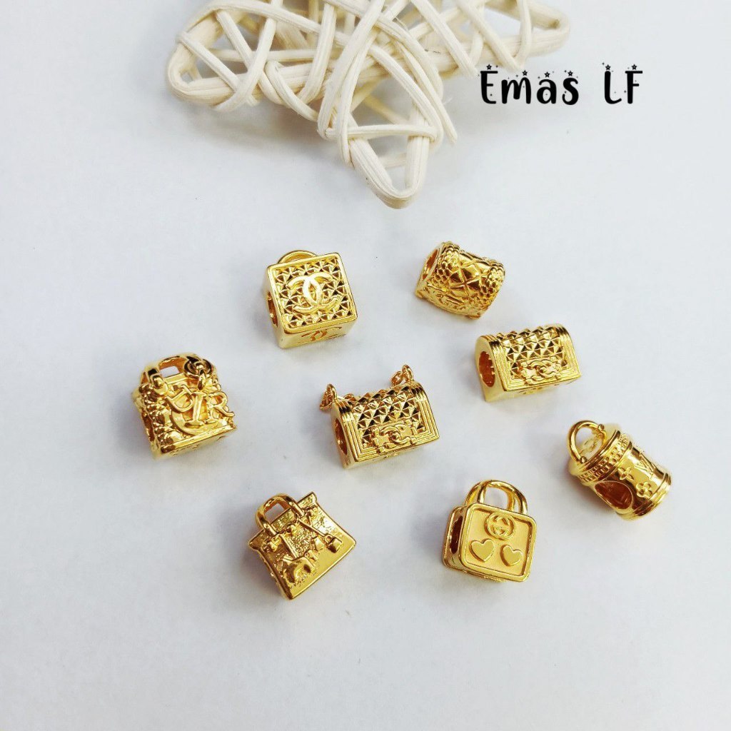 LF EMAS 916 BAG COLLECTION HARD GOLD BEAD/ CHARM ORIGINAL READY STOCK ...