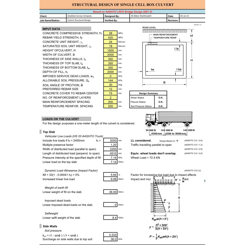 Structural Design Spreadsheet of Box Culvert | Shopee Malaysia