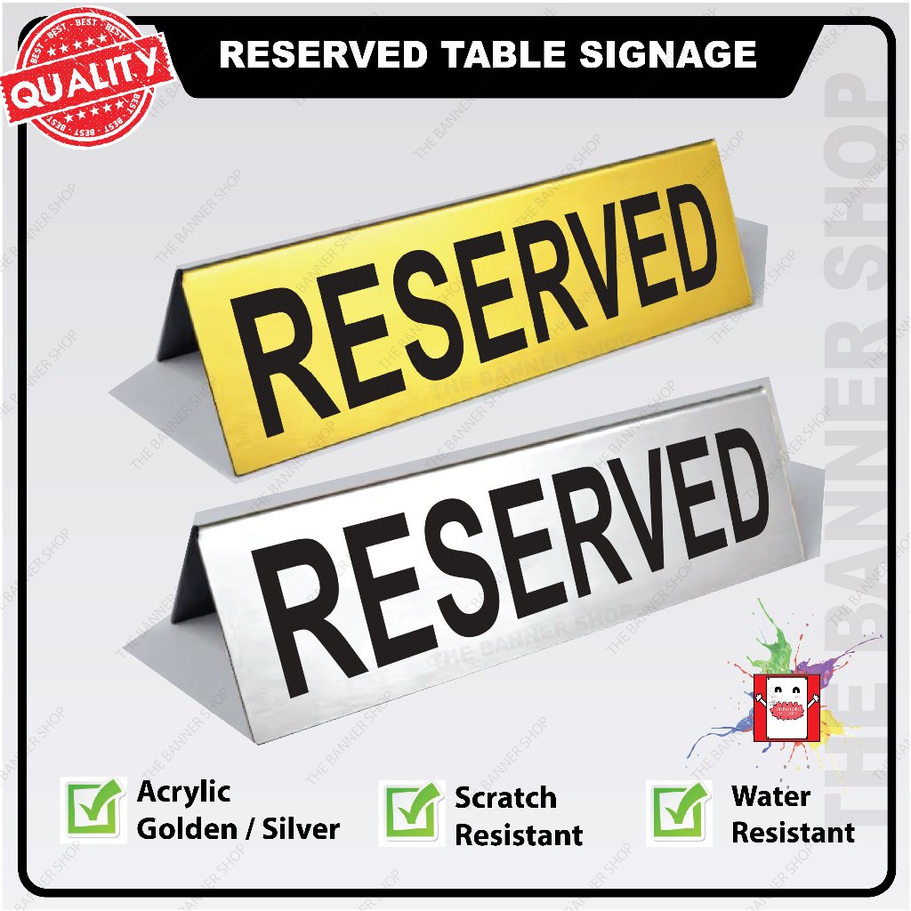 Acrylic Reserved Table Signage Reserve Seats for Customers | Shopee ...