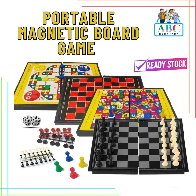 ( READY STOCK ) PORTABLE MAGNETIC BOARD GAME CHESS DRAUGHT SNAKE ...