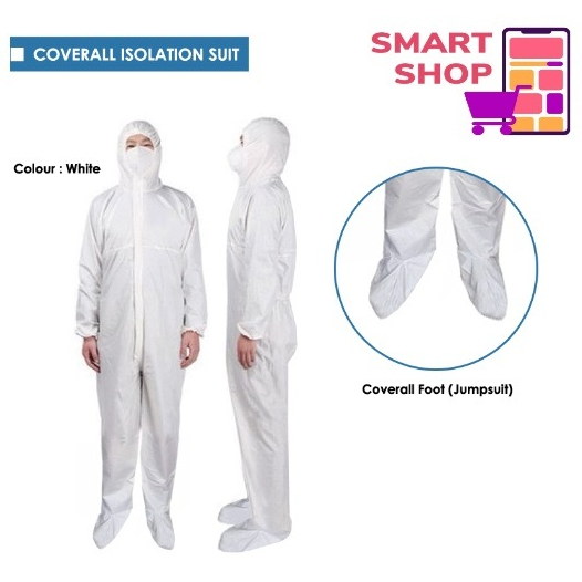 Ready Stock Baju PPE Isolation Suit Coverall Jump Suit Disposable ...
