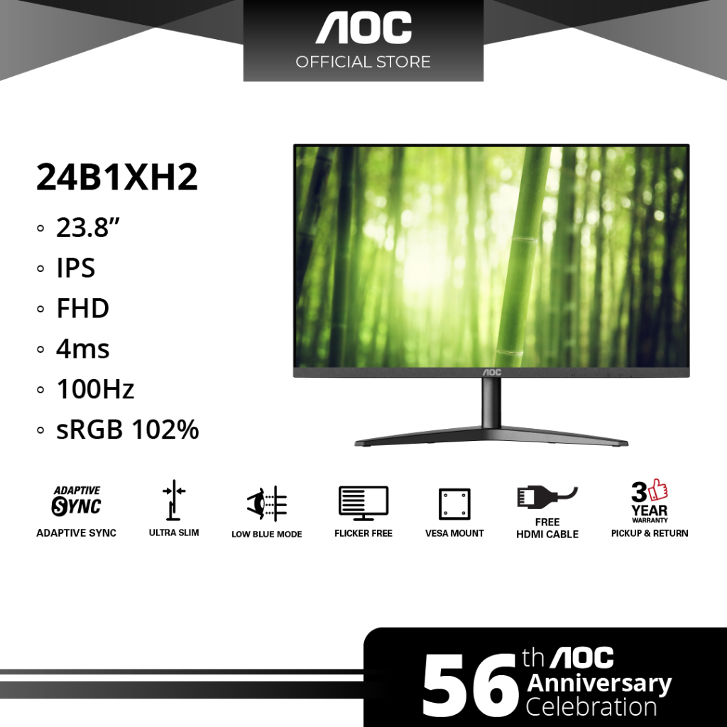AOC FHD Monitor - 24B1XH2 (IPS,100HZ) / 24B2H2 (IPS,100HZ) / 24B20JH2 ...