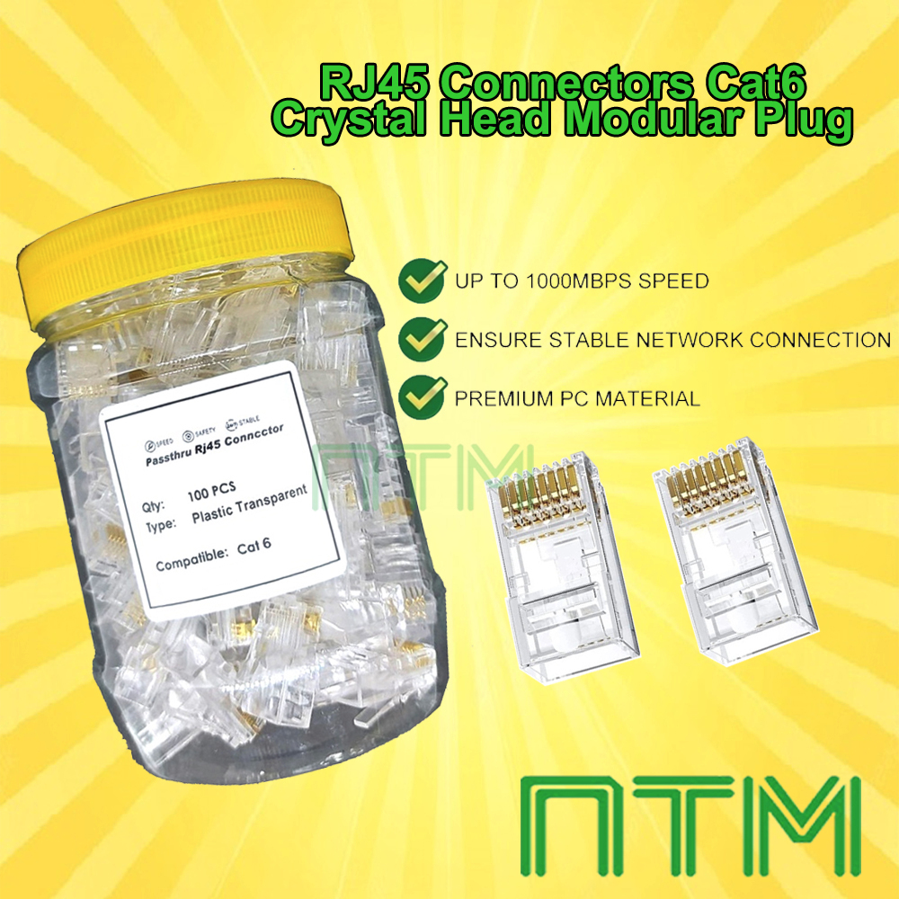 Ready Stock High Quality RJ45 CAT6 Crystal Head Modular Plug Connector ...