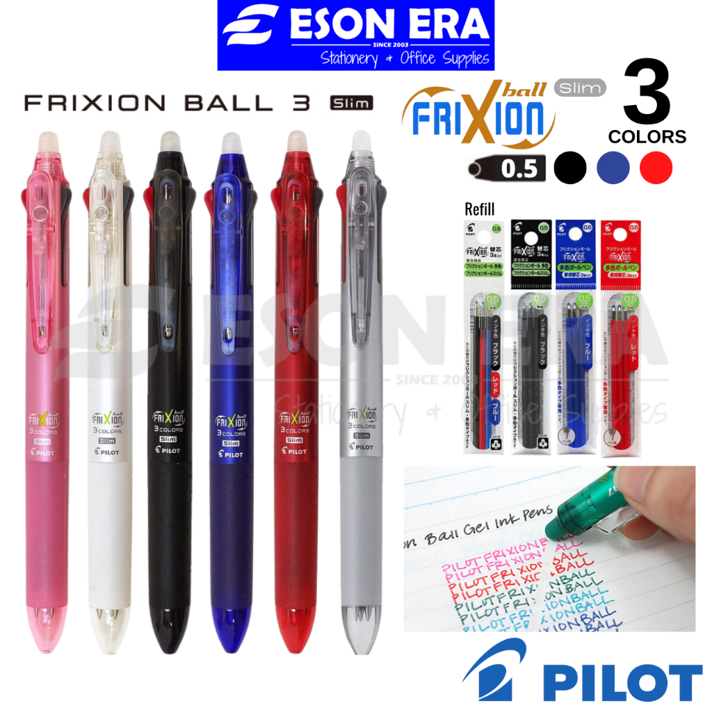 Pilot Frixion Ball 3 Slim 3 Colours Erasable Gel Pen 0.5mm ...