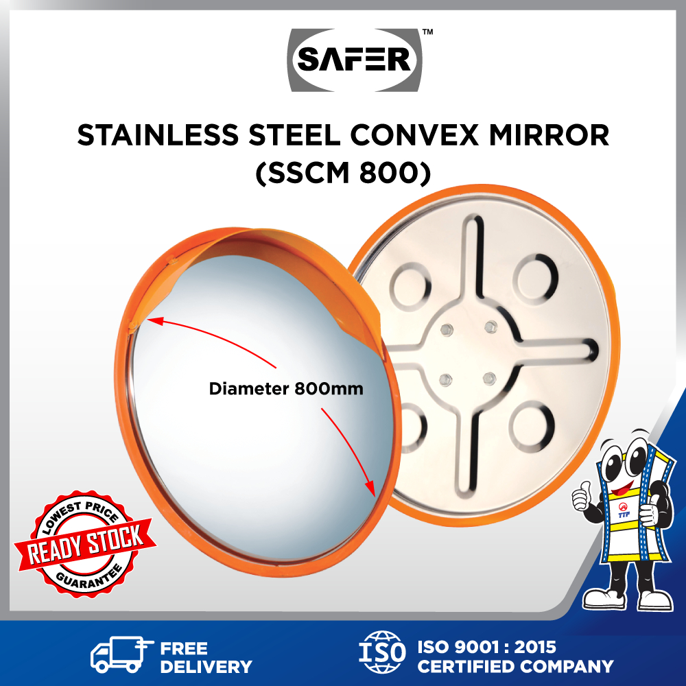 TTF Rack™ (SAFER SSCM800) Stainless Steel Outdoor Convex Mirror 800mm ...