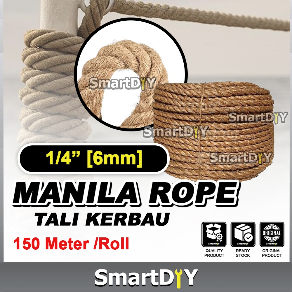 1/4" (6mm) Manila Rope Tali Kerbau (150meter) | Shopee Malaysia