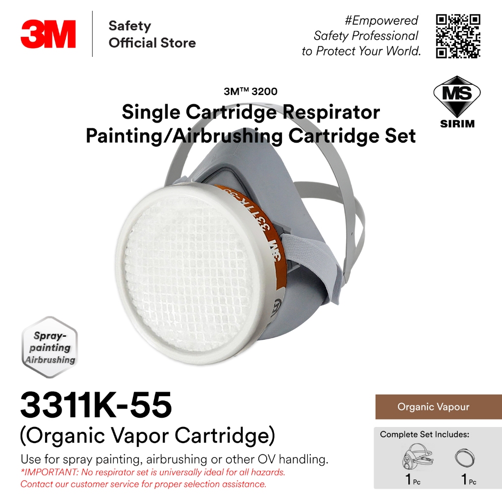 3M™ 3200 + 3311K-55 Set Single Cartridge Respirator + Organic Vapour ...