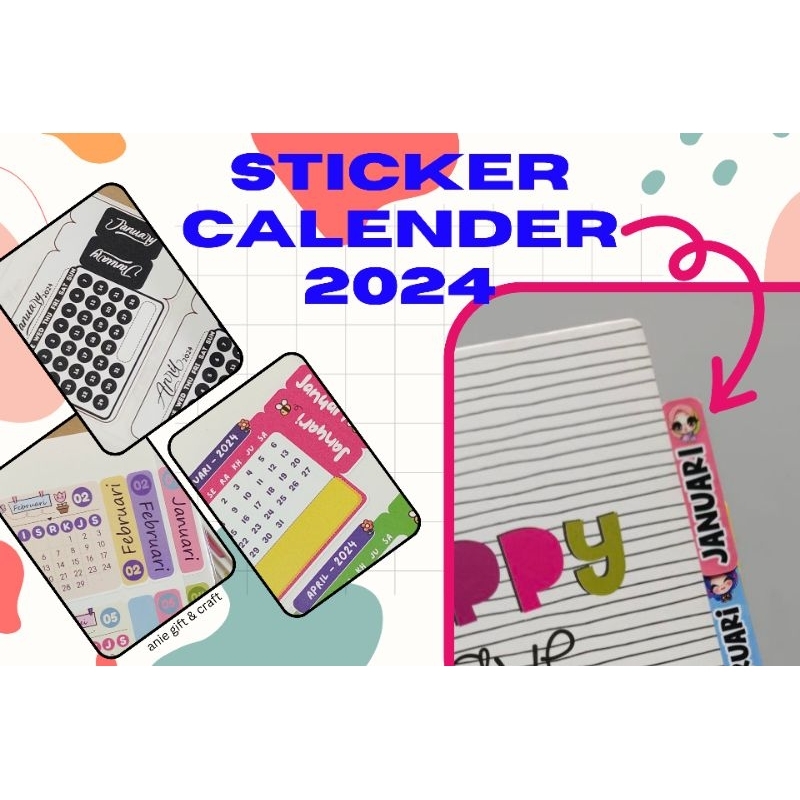 2024 Monthly Calendar Sticker/ Pelekat Kalendar Bulanan Jan-Dis ...