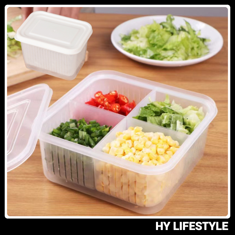 [HY] Double Layer Container Food Storage Plastic Food Container Garlic ...