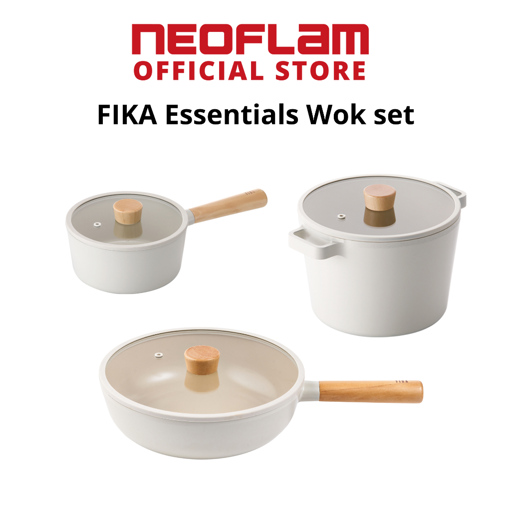 NEOFLAM FIKA RESERVE Healthy Ceramic Coating Essentials Wok Set ...