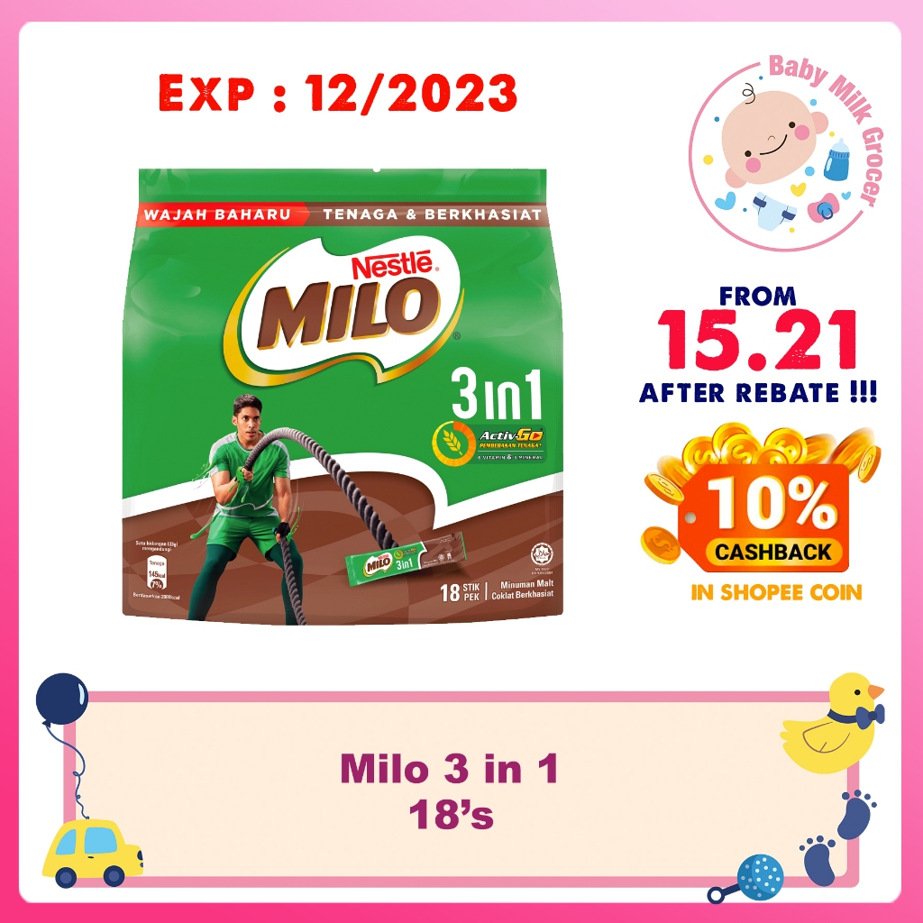 NESTLE MILO 3in1 Activ-Go Mixes (33g x 18's) | Shopee Malaysia