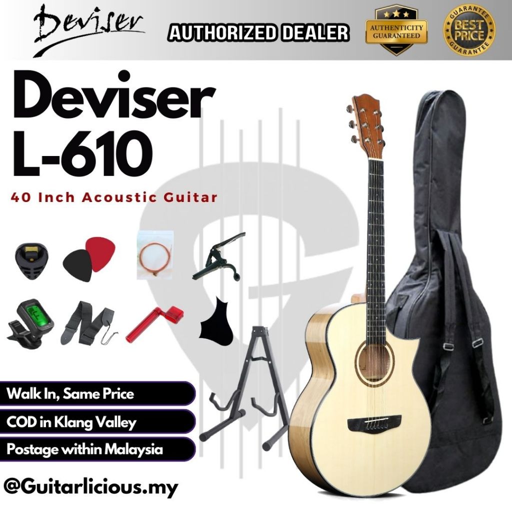 Deviser 40" Acoustic Guitar - All Natural (L-610) 6 string 40 inch ...