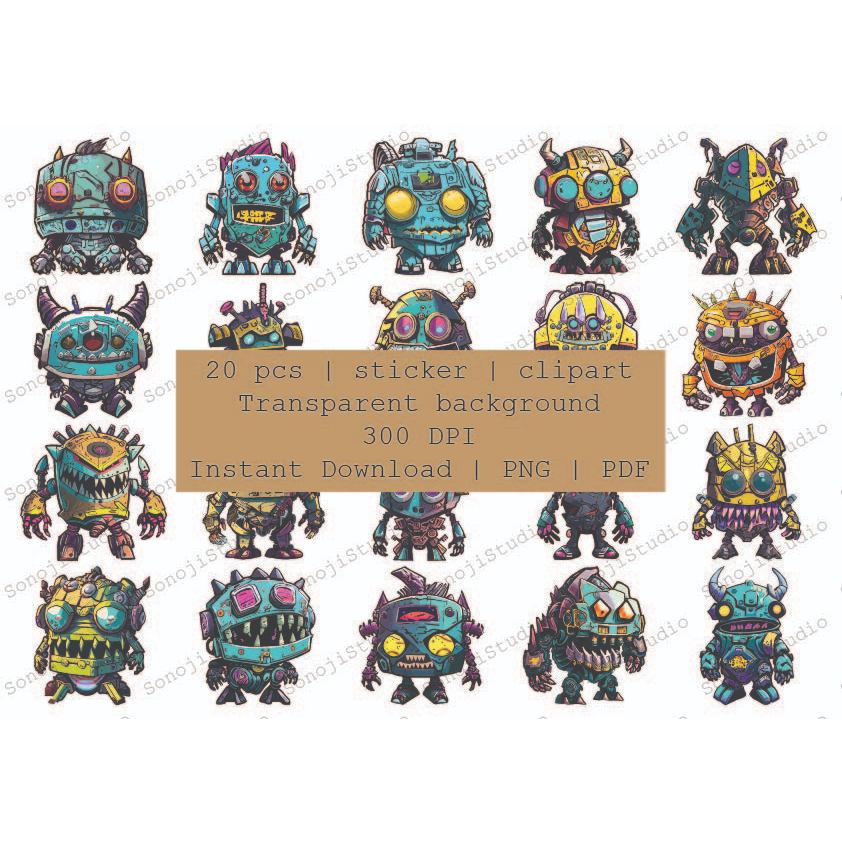 Cute Mecha Monster Digital Sticker Printable PNG PDF. | Shopee Malaysia